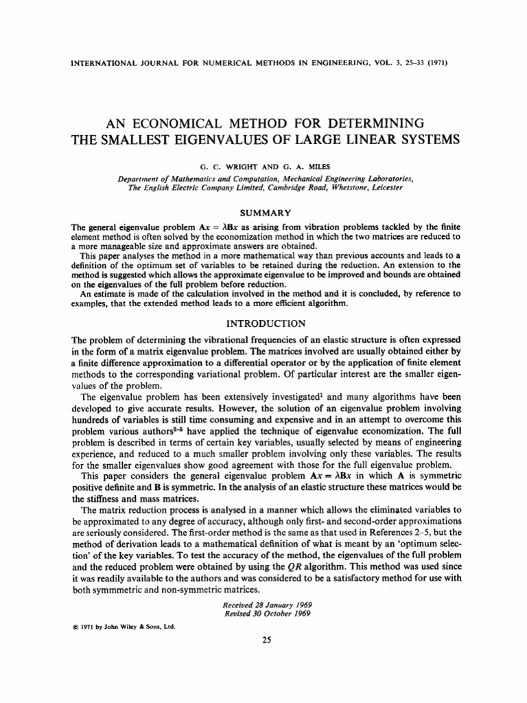 An Economical Method For Determining The Smallest Eigenvalues of Large ...