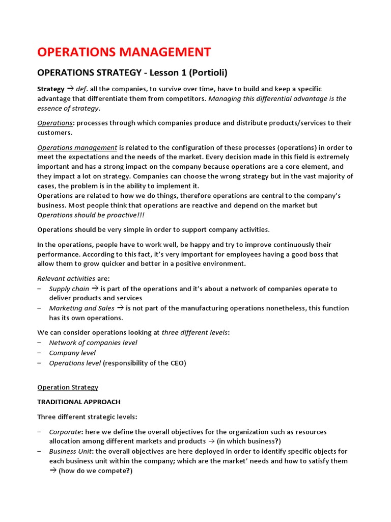 Operations Management | PDF | Economies Of Scale | Strategic Management