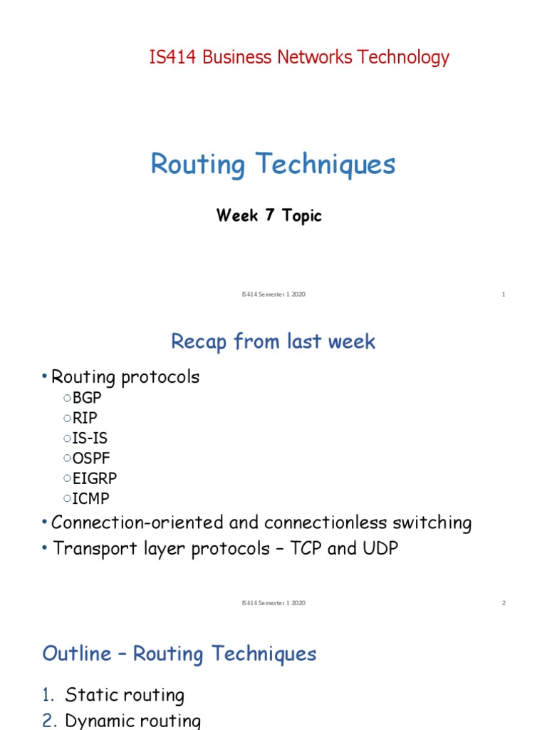 Lecture - Routing Techniques | PDF | Routing | Router (Computing)