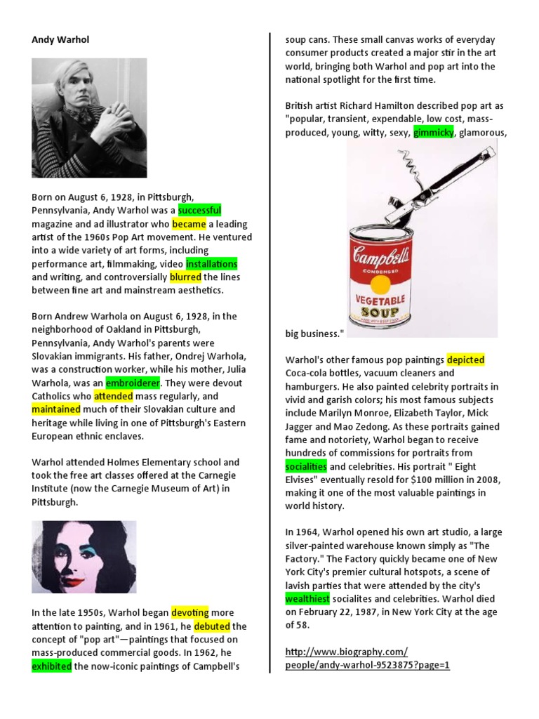 Andy Warhol | PDF | Andy Warhol | Paintings