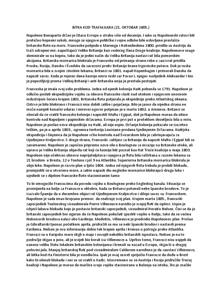 Bitka Kod Trafalgara | PDF