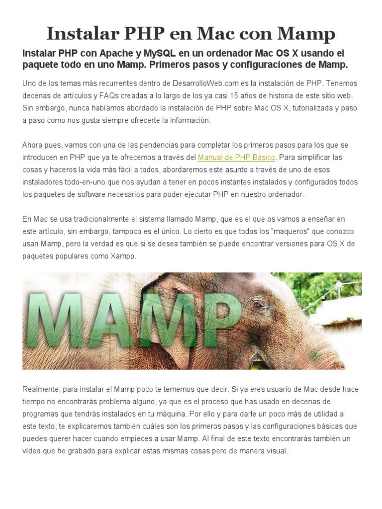 Configurar Servidor MAMP | Descargar gratis PDF | Php | Servidor web