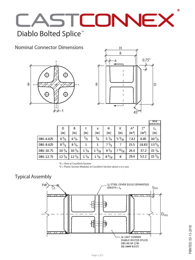 Diablo Bolted Splice: Nominal Connector Dimensions | PDF | Strength Of ...
