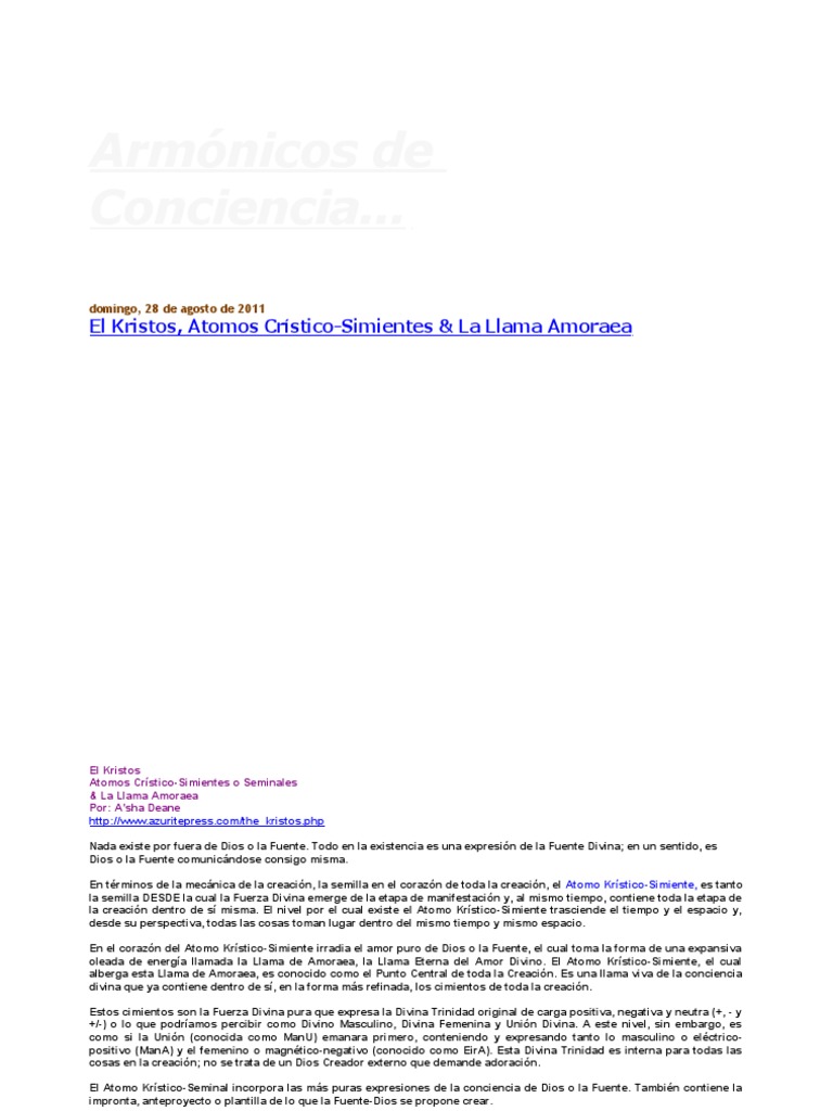 Atomos Crísticos y la Llama Amoraea | PDF | Libre albedrío | Amor