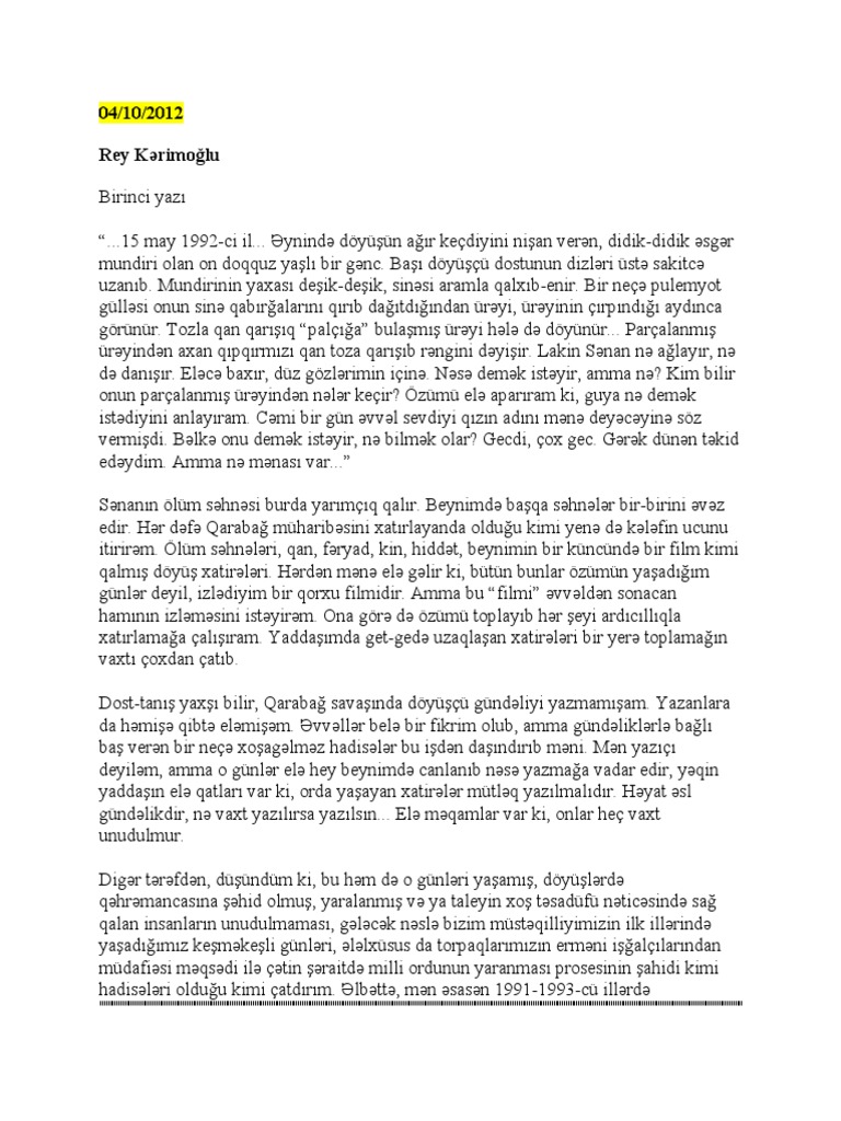 Rey Kerimoglu - Kesfiyyatcinin Xatireleri | PDF