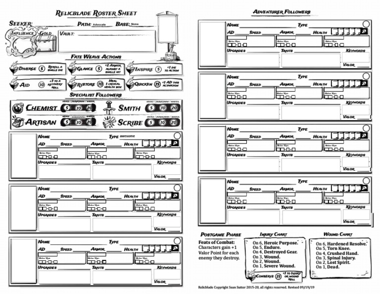 RelicbladeRosterSheet fanfillableDW PDF | PDF