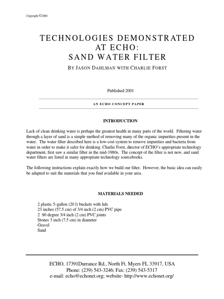 Sand and Gravel Water Filter | PDF | Pipe (Fluid Conveyance) | Water ...