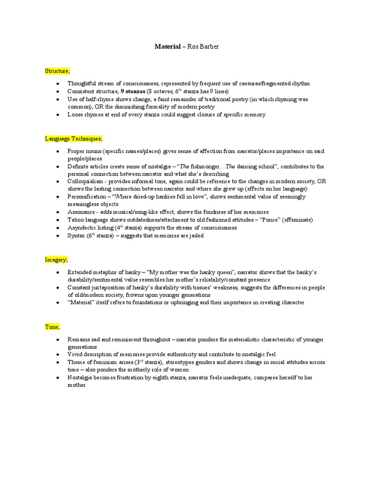 Material - Ros Barber | PDF | Poetry