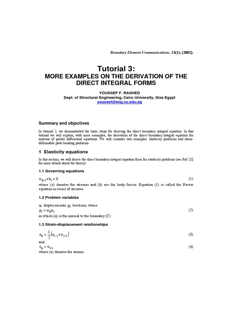 Tutorial 3:: More Examples On The Derivation of The Direct Integral ...
