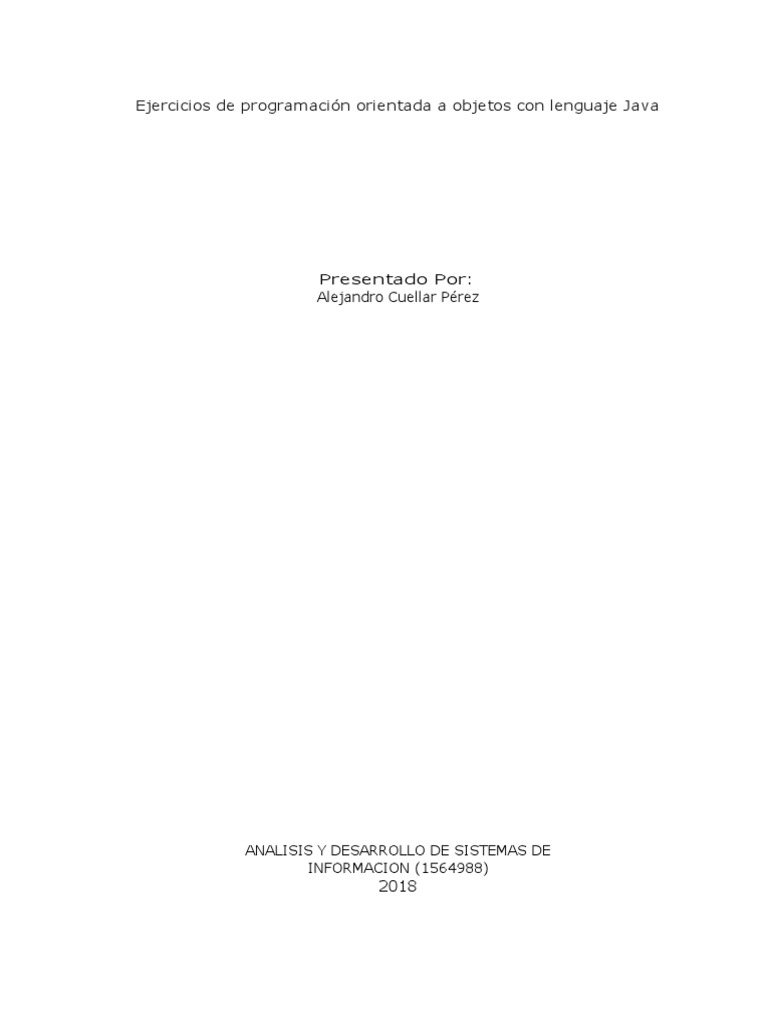 Ejercicios de programación orientada a objetos con lenguaje Java | PDF | Java (lenguaje de ...