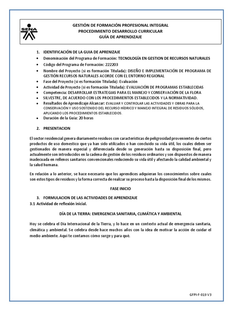 GFPI-F-019 - Formato - Guia - de - Aprendizaje 4. | PDF | Residuos | Evaluación