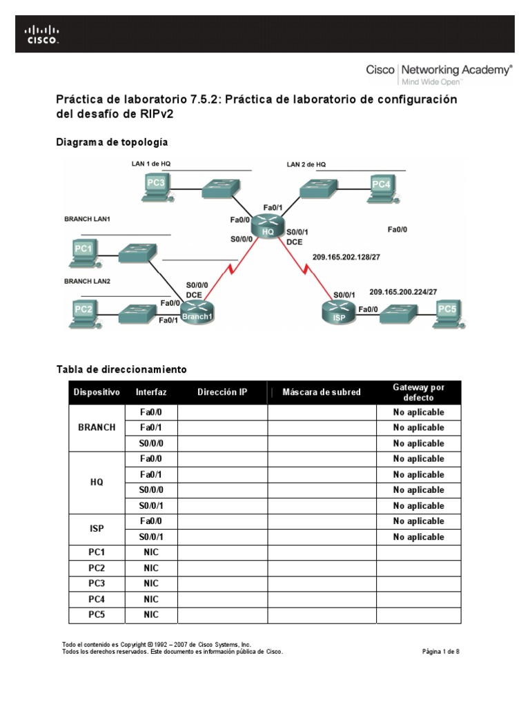 Desafio de Config RIPv2 | PDF | Enrutador (Computación) | Dirección IP