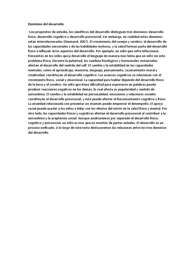 Dominios Del Desarrollo | PDF