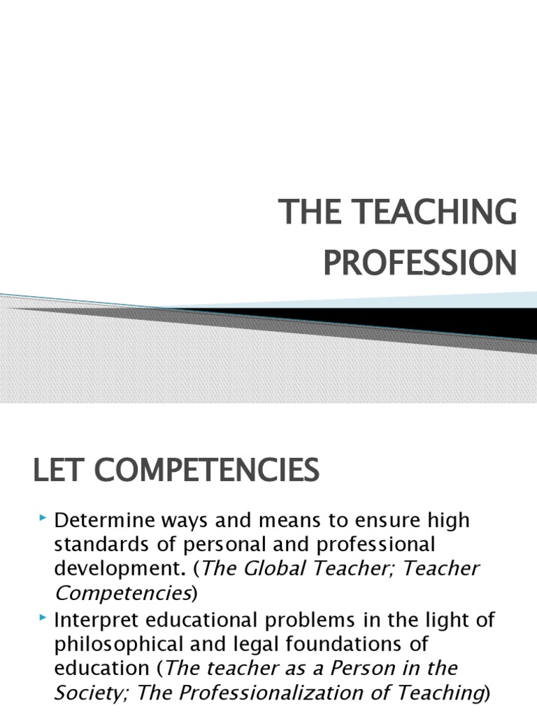 The Teaching Profession | PDF | Licensure | Teachers