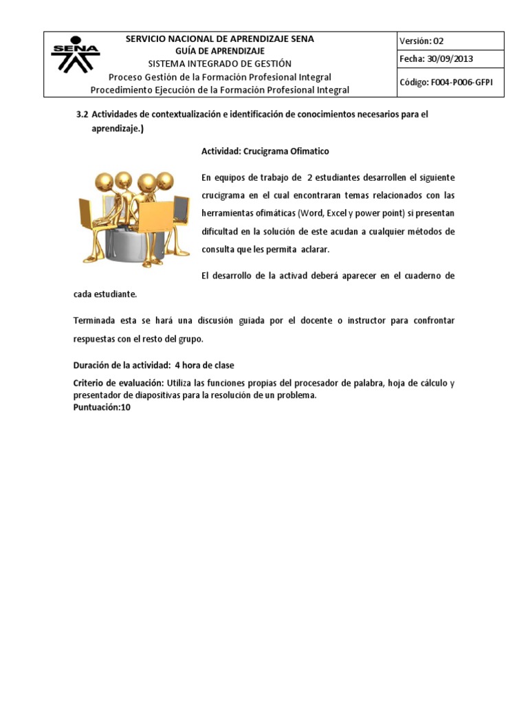 Actividad Ofimatica | PDF | Aprendizaje | Cognición Actividad Ofimatica | PDF | Aprendizaje | Cognición