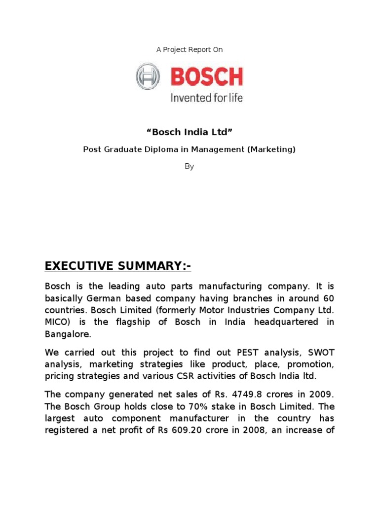 Project Report Bosch PDF | PDF | Dividend | Pricing