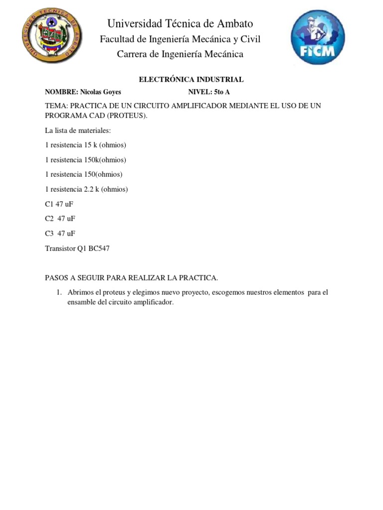 Practica Proteus PDF | PDF | Resistencia Eléctrica y Conductancia | Transistor