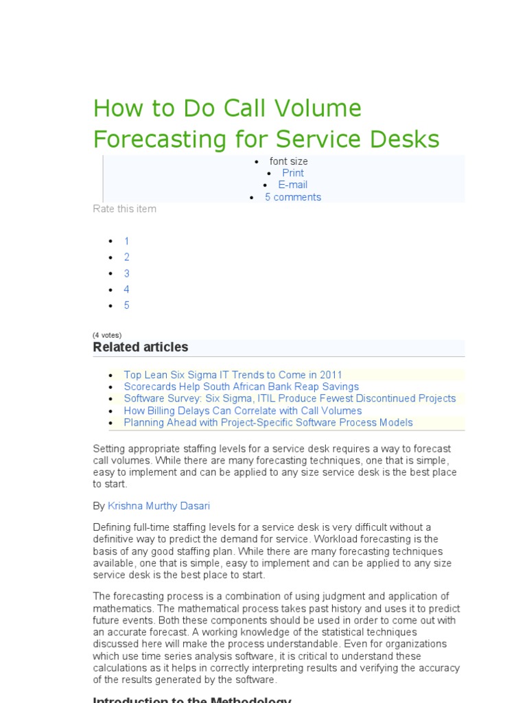 How To Do Call Volume Forecasting For Service Desks | PDF | Seasonality ...