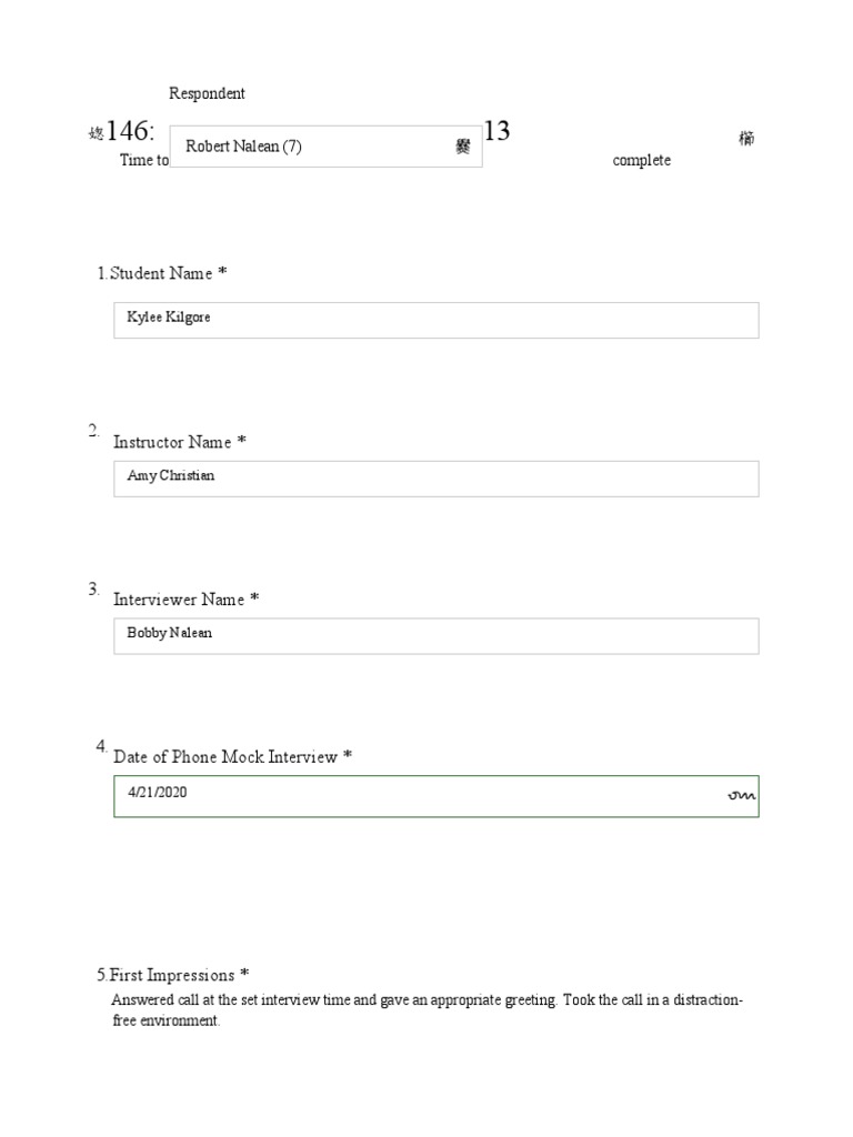Kylee Kilgore Mock Interview | PDF | Interview | Applied Psychology