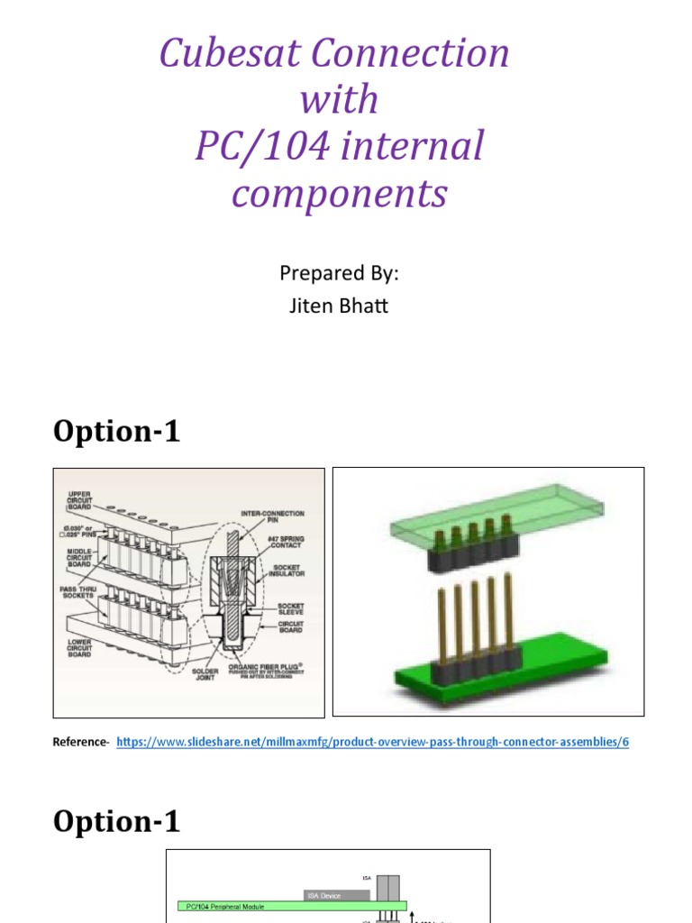 Cubesat Connection With PC/104 Internal Components: Prepared By: Jiten ...