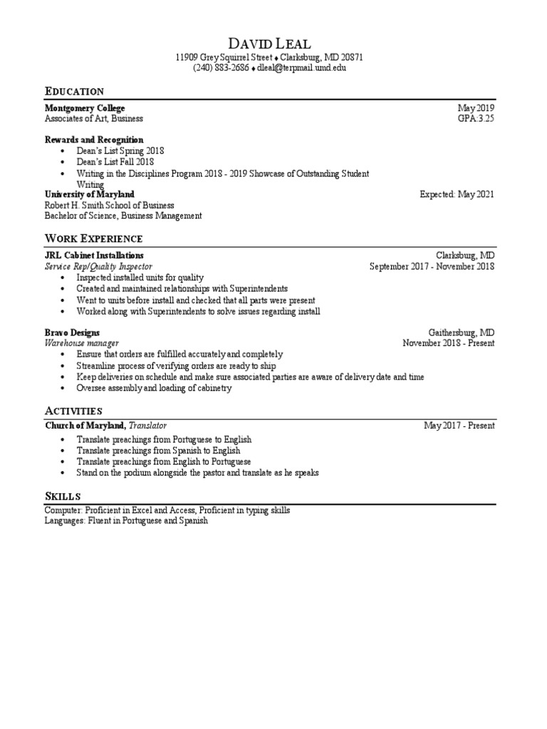 David Resume 1 | PDF