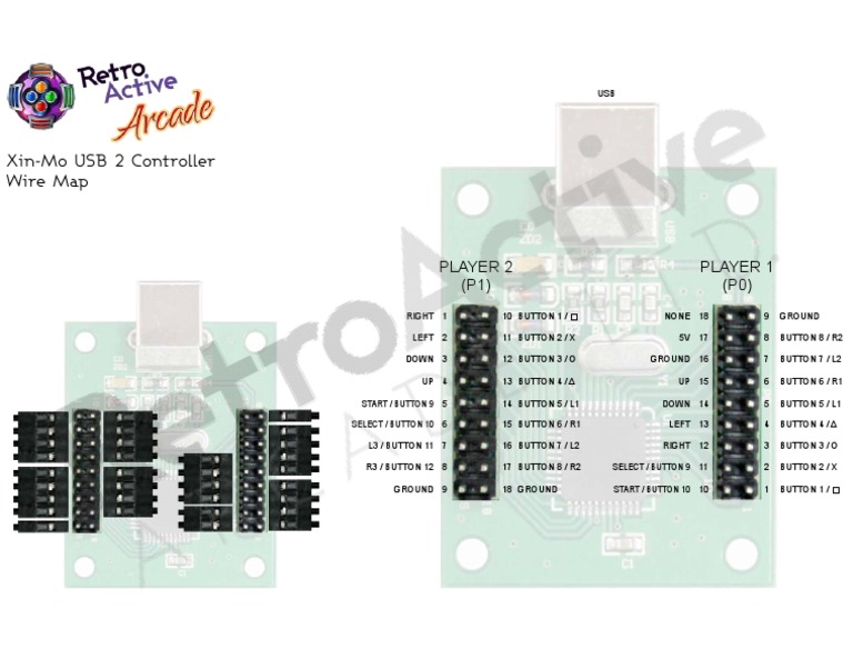 Xin-Mo USB 2 Controller Wire Map: (P0) Player 1 (P1) Player 2 | PDF