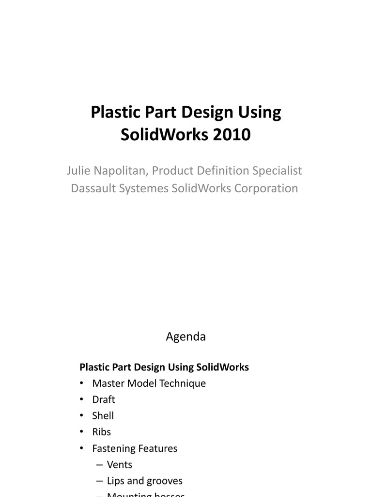 SolidWorks Plastic Part Design Guide | PDF | Manufactured Goods