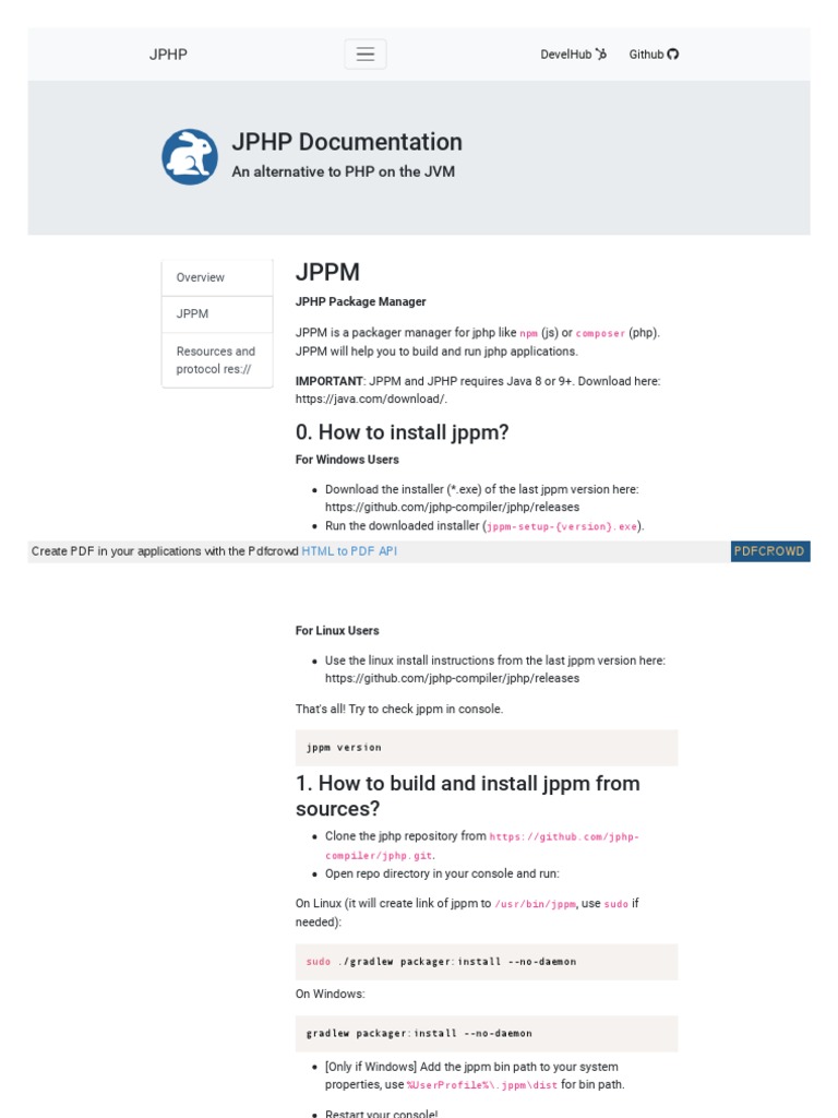 JPHP Documentation: 0. How To Install JPPM? | PDF | Application Software | Command Line Interface