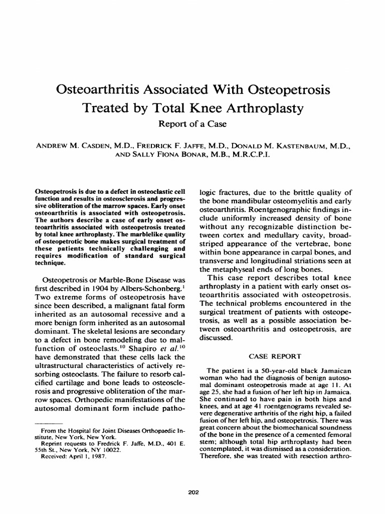 Osteoarthritis in Osteopetrosis Case Study | PDF | Knee ...