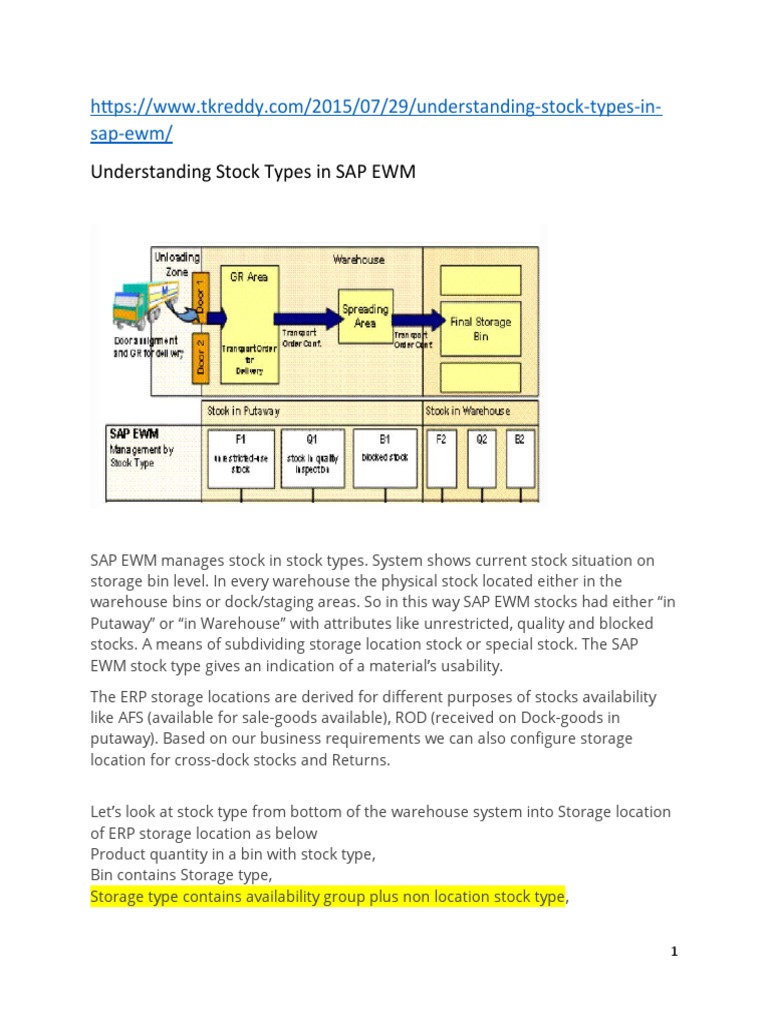 TK Reddy - Understanding Stock Types in SAP EWM | PDF | Warehouse ...