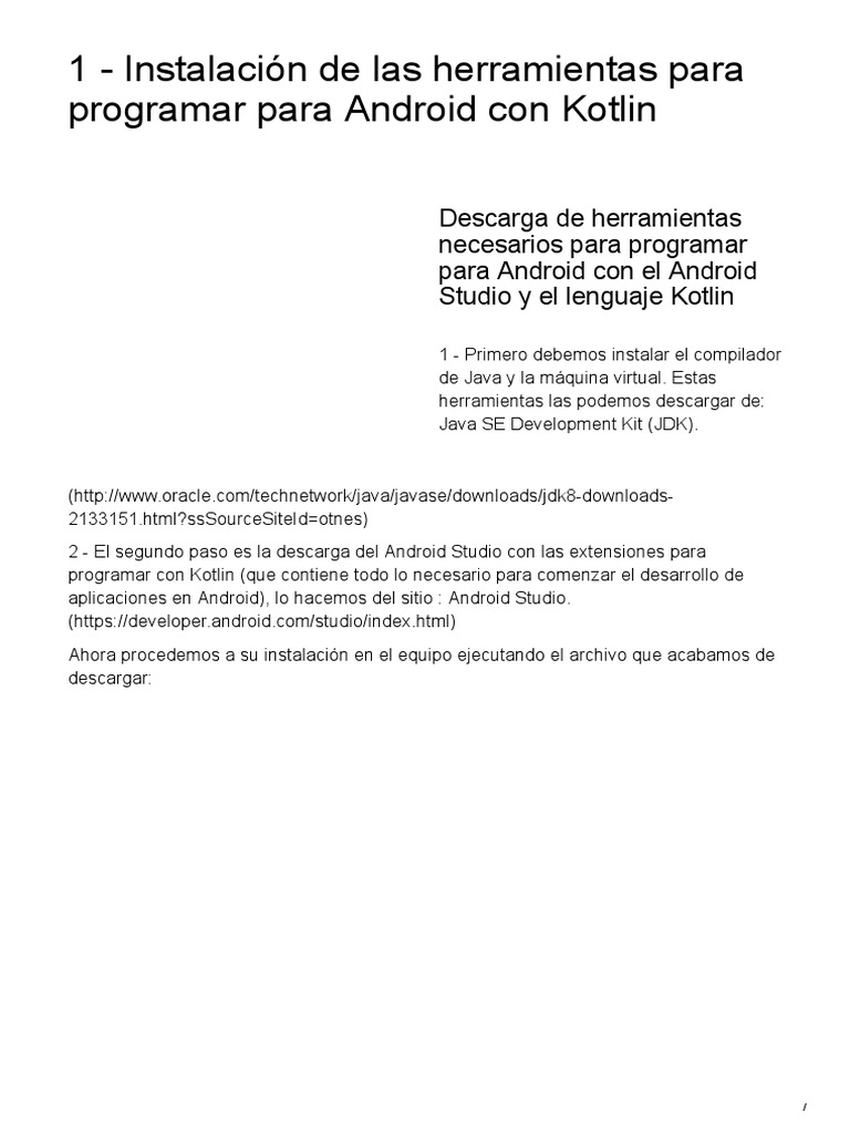 01 Instalación de Las Herramientas para Programar para Android Con Kotlin | PDF