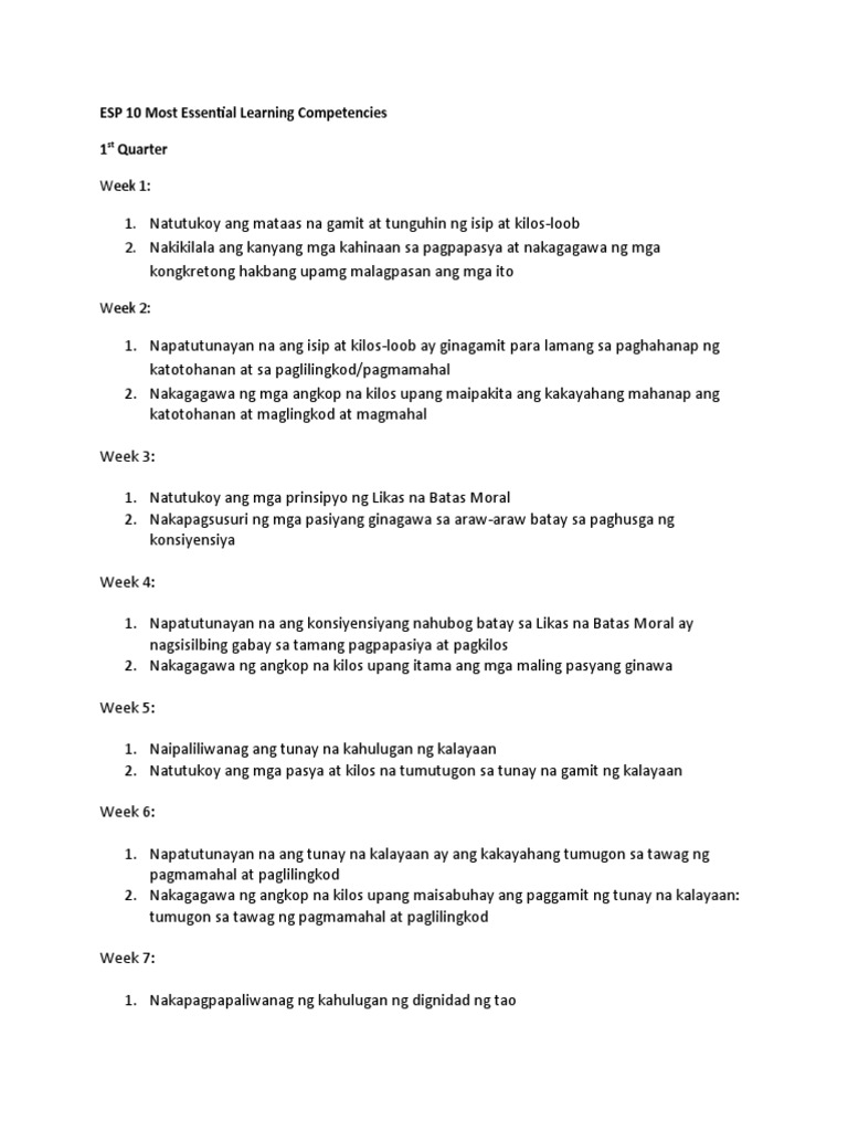 ESP 10 Essential Competencies | PDF