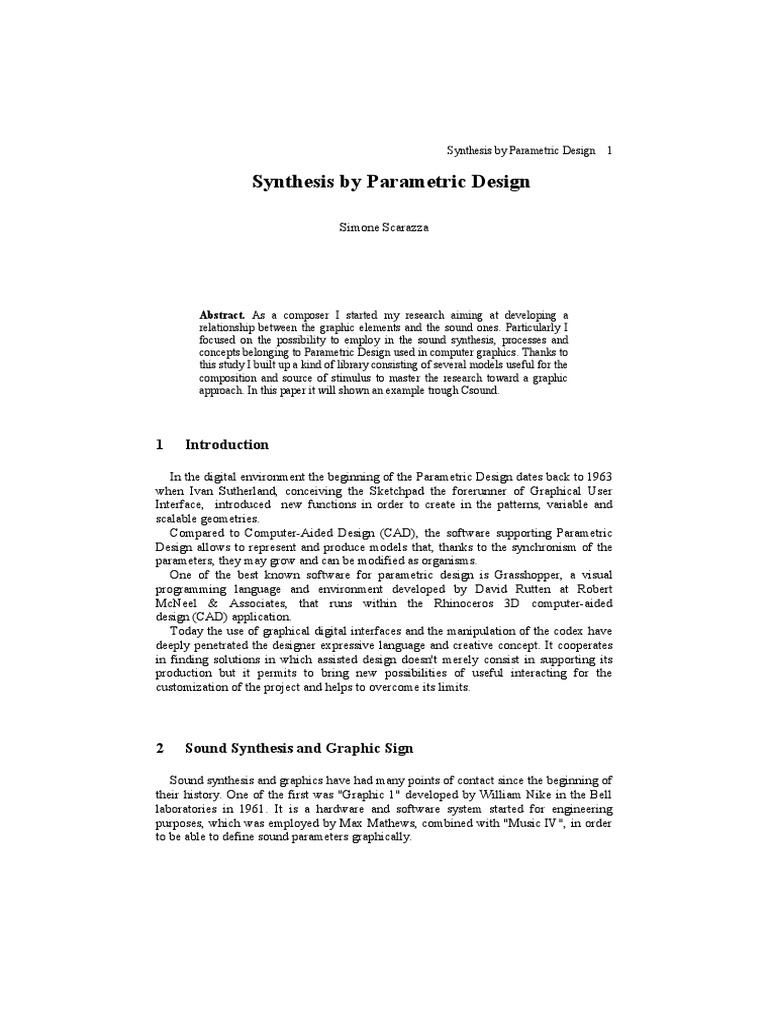 Synthesis by Parametric Design: Exploring the Relationship Between ...