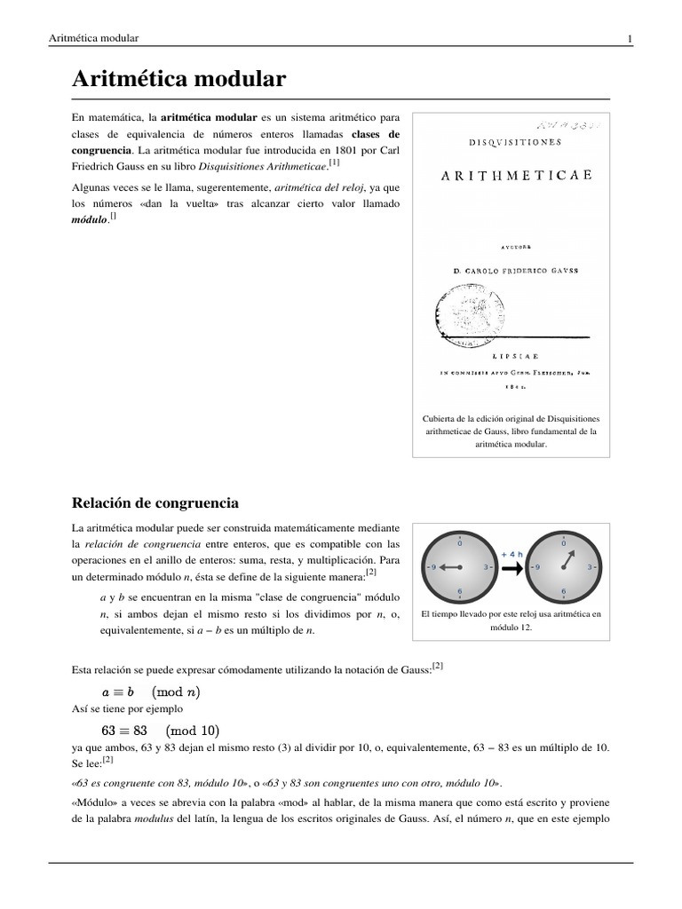 Introducción a la Aritmética Modular | PDF | Álgebra abstracta | Teoría ...