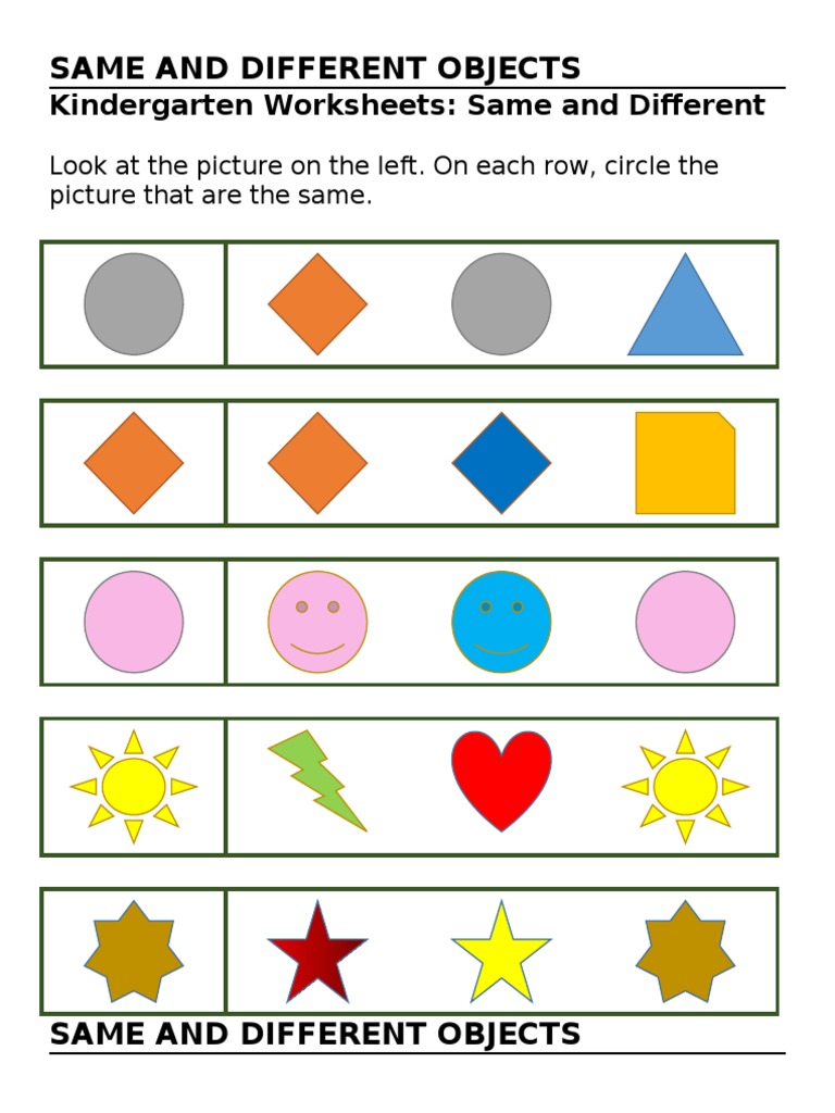 W#2.1 - Same and Different Objects | PDF