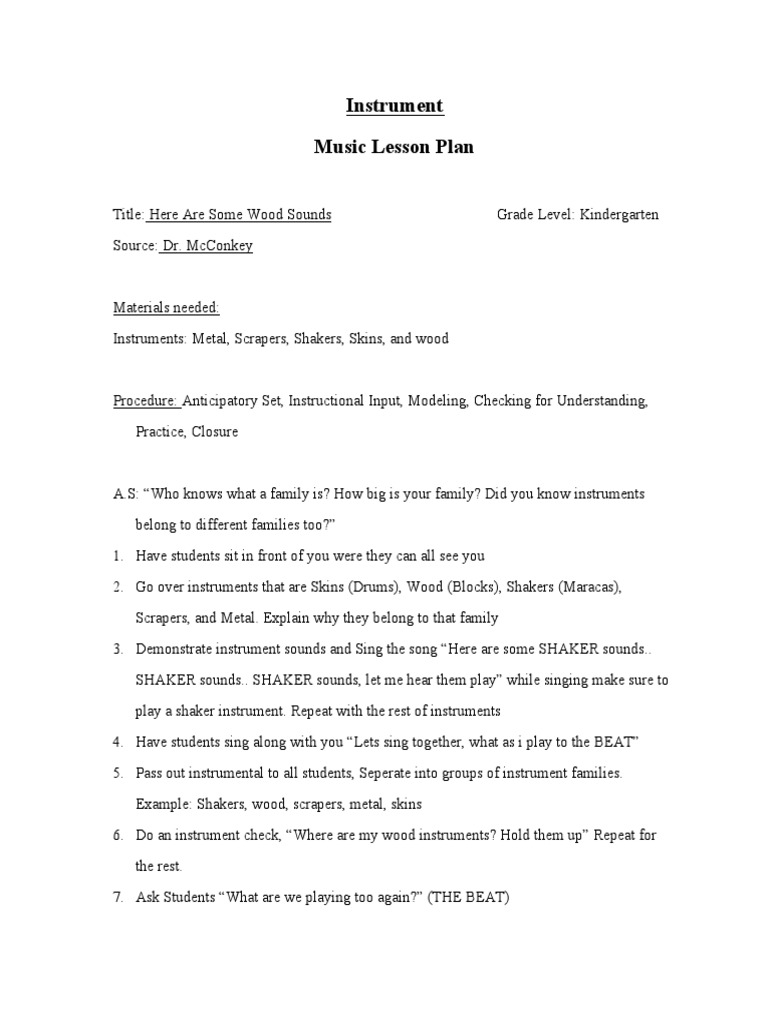 Instrument Music Lesson Plan | PDF | Epistemology | Cognition