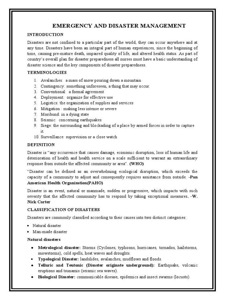 Emergency and Disaster Management Overview | PDF | Emergency Management ...
