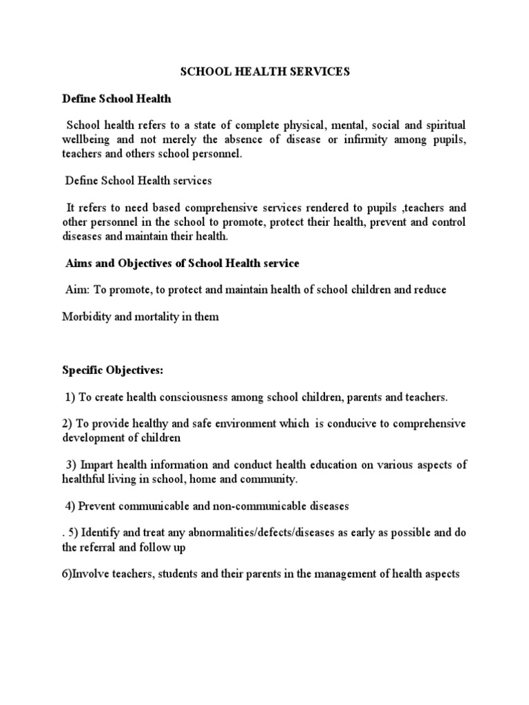 Overview of School Health Services | PDF | Physical Examination ...
