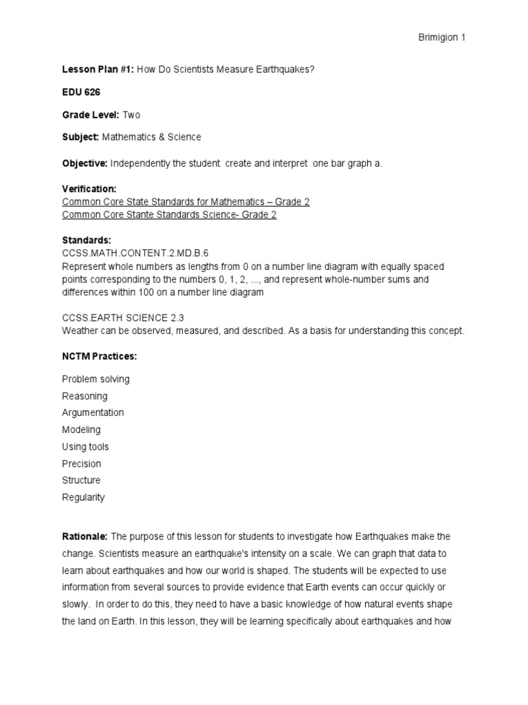 Natural Disasters Lesson Plan Math | PDF | Earthquakes | Common Core ...