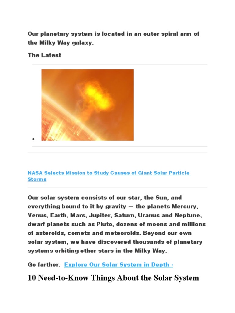 10 Need-to-Know Things About The Solar System | PDF | Solar System ...