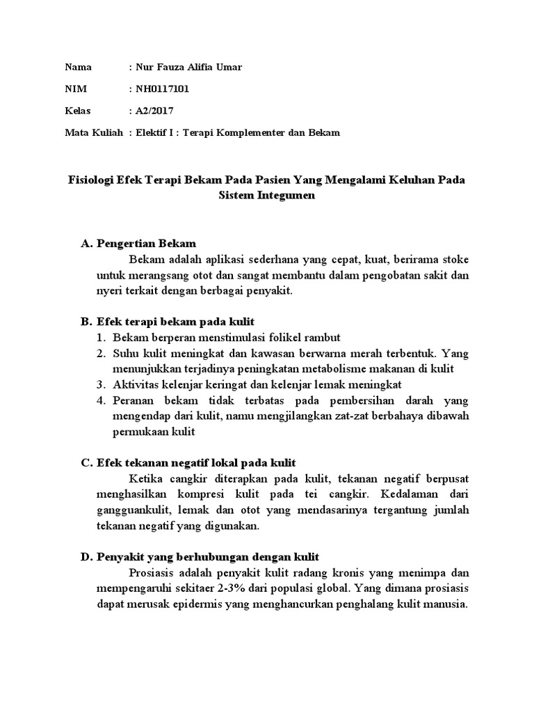 Rangkuman Bekam Pada Efek Sistem Integumen | PDF