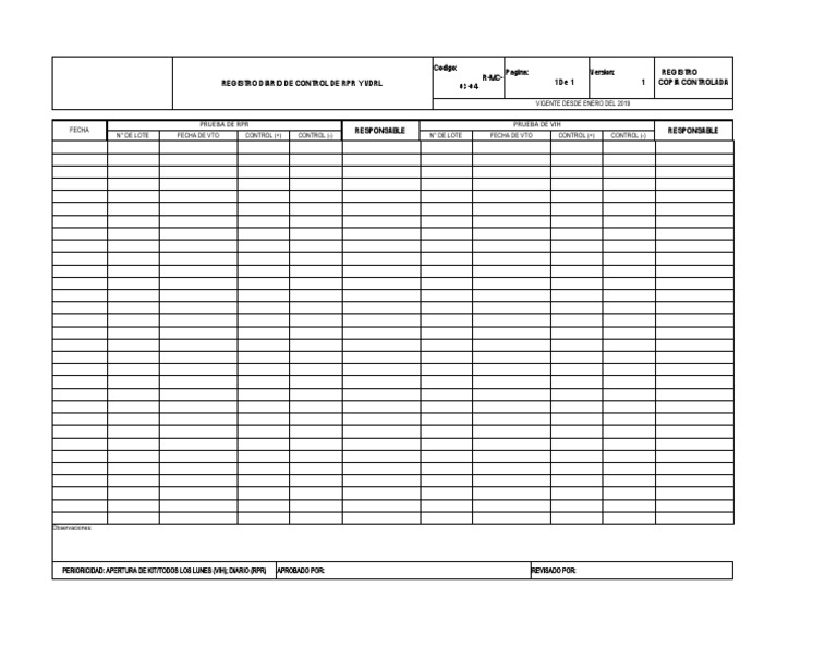 R-MC-03-04 Registro Cci RPR y VDRL | PDF