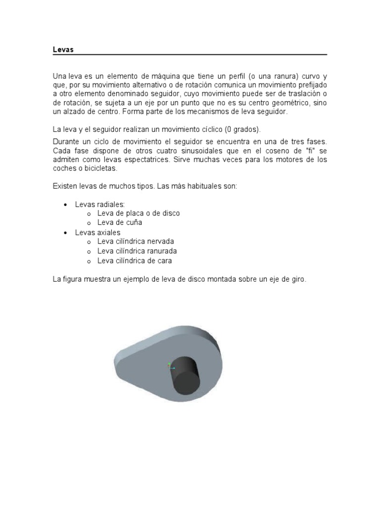 Tipos y Funciones de Levas en Máquinas | PDF | Eje | Máquinas