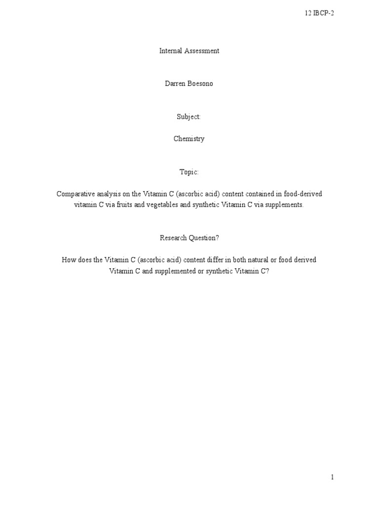 Chemistry IA FINAL PDF | PDF | Vitamin C | Vitamin