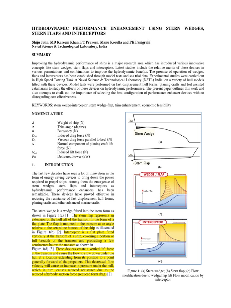 Optimizing Hydrodynamic Performance Enhancers through Experimental Studies of Stern Wedges ...