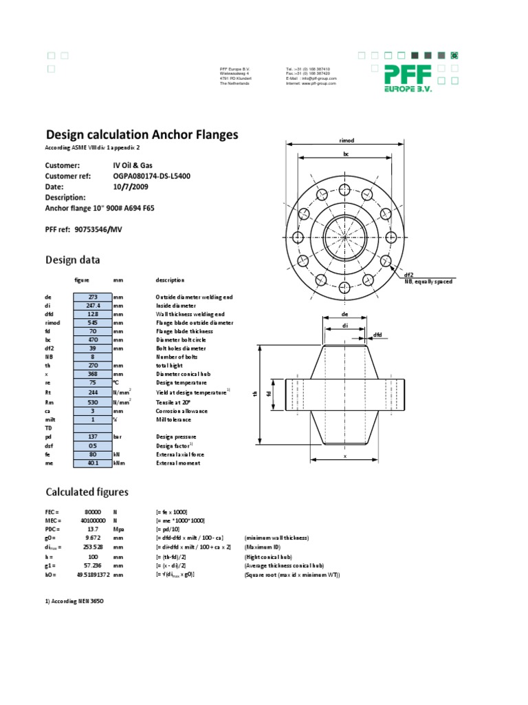 Anchor Flange Design Calculations | PDF | Mechanical Engineering ...