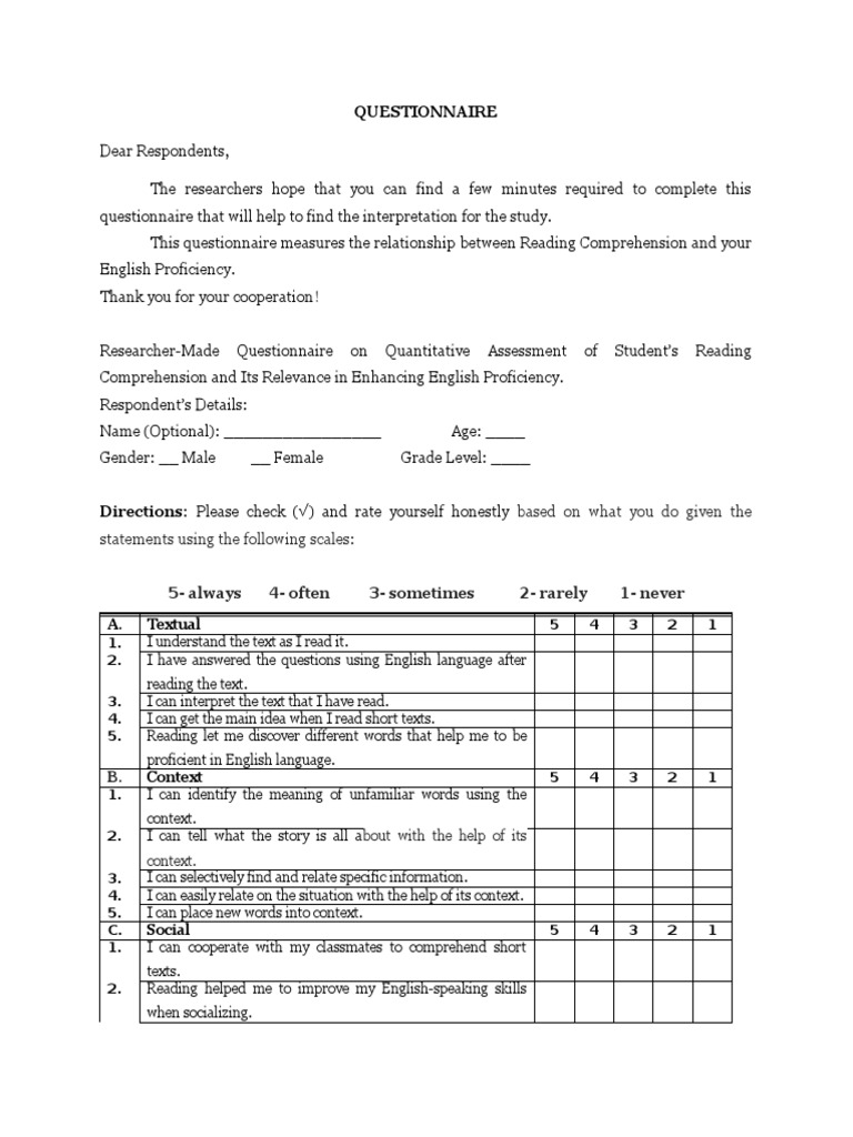 Assessing the Relationship Between Reading Comprehension and English ...