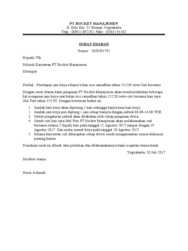 Contoh Surat Edaran | PDF