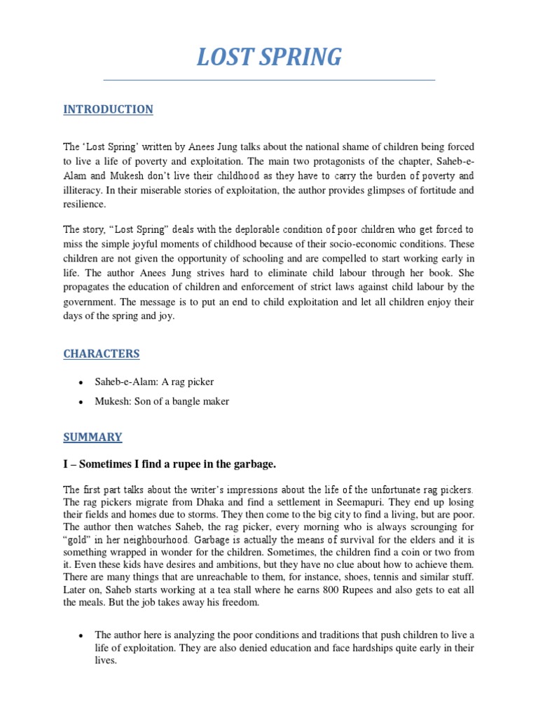 Lost Spring: I - Sometimes I Find A Rupee in The Garbage | PDF