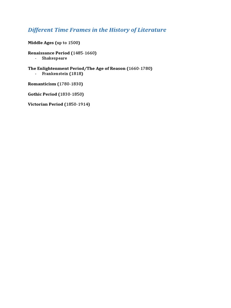 Different Time Frames of Literature | PDF